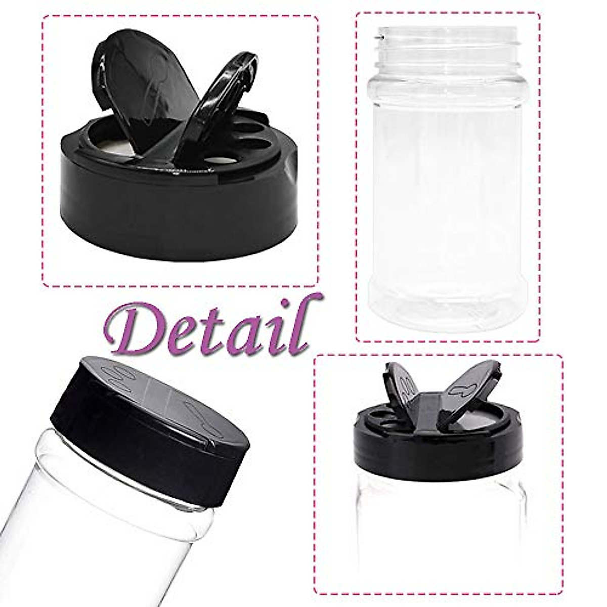 16 Pack 7oz Clear Plastic Spice Jars,Storage Container Bottle Containers with Black Cap,Perfect for Storing Spice,Herbs and Powders,Provide Chalkboard Labels and Chalk Marker