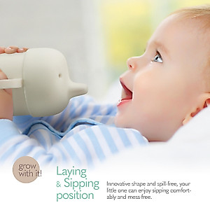 Silicone Sippy Cup With Straw - 100% Spill Proof Silicone Straw Cup For Baby, 6 Oz Silicone Cup - 3 in 1 Cup 1. Silicone Sippy Cups For Baby 2. Silicone Baby Straw Cup 3. Silicone Toddler cup. (Gray)