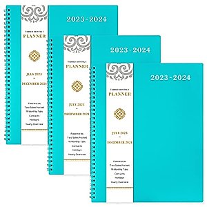 Monthly Planner 2023-2024 - 2023-2024 Monthly Planner from Jul. 2023 to Dec. 2024, 8.5" x 11", 18-Month Planner with Tabs, Pocket, Label, Contacts and Passwords, Twin-Wire Binding, 3 Pack - Teal by Artfan