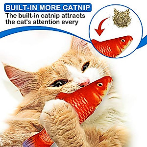 PJLJY 5Pcs Catnip Toy, Plush Fish Cat Toy, Cat Chew Toy, Catnip Filled Cartoon Fish with Bell Inside for Interactive Kitty Chew Toys Cat Teething Cat Exercise