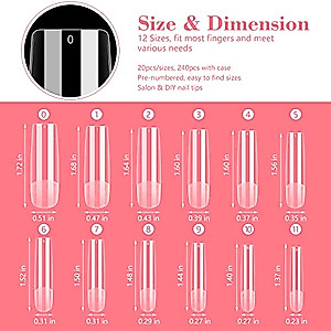 Wilfniee Soft Gel x Square Nail Tips, 240PCS Clear Ballerina Nail Tips for Acrylic Nail Tips Professional, Pre Shaped Full Cover Press on Nail Tips for Nail Polish Dip Powder, Nail Salons Home DIY