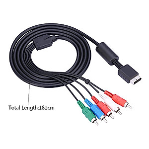 Audio/Video Cable for, AV Multi Out to Component Connection AV Cable Cord for Sony for PS2 for PS3 Game Console, 6FT