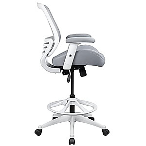 BOLISS Mid-Back Mesh Ergonomic Drafting Chair Tall Office Chair Task Chair with Adjustable Foot Ring and Height Adjustable Armrest (Grey)