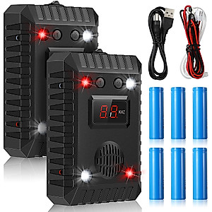 Qualirey 2 Pcs Ultrasonic Rodent Repellent for Car Engines Rodent Deterrent for Cars Indoor Outdoor Rat Deterrent Keep Rat Mice Mouse Squirrel Away from Car Engine Truck Garage Attic, with 3 Batteries
