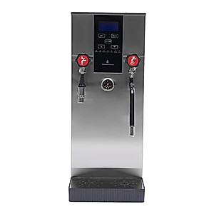 Commercial Milk Frother, 110V 2500W Stainless Steel Espresso Coffee Steam Boiling Water Machine 12L LED Screen Display Electric Milk Foam Machine for Espresso Coffee Tea Dessert