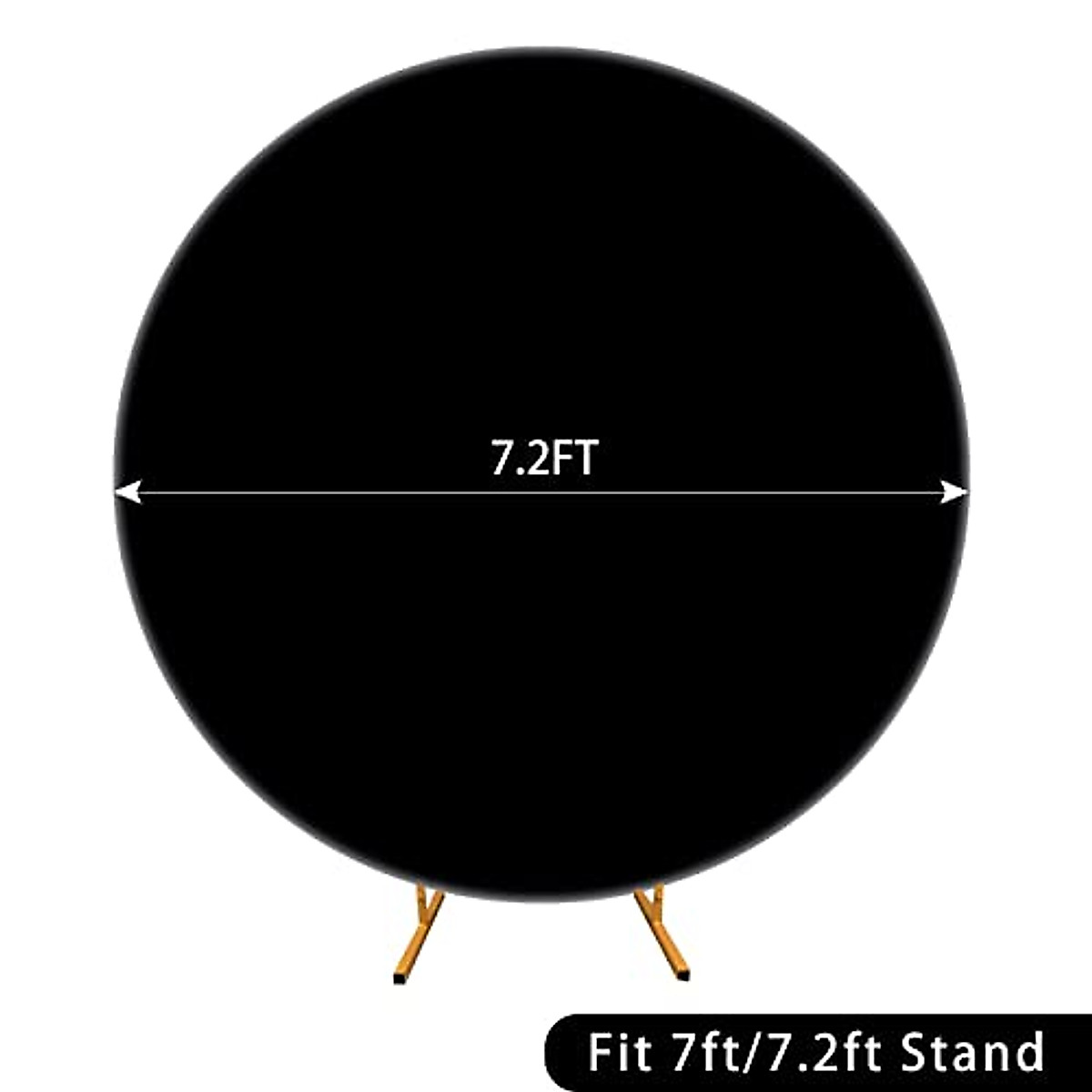 7.2ft Black Round Backdrop Cover Suitable for 7ft/7.2ft Circle Stand,Polyester Pure Black Birthday Party Wedding Photography Circle Arch Backdrop Cover
