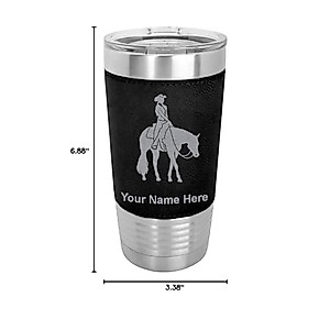 LaserGram 20oz Vacuum Insulated Tumbler Mug, Western Pleasure Horse, Personalized Engraving Included (Faux Leather, Black)