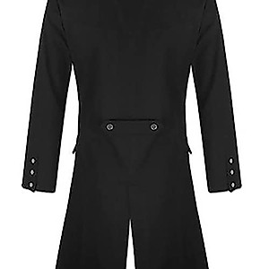 JDHUFEI Mens Gothic Costume Vintage Halloween Coat Long Sleeve Button Down Tailcoat Lapel Medieval Ball Gown Cosplay Clothes