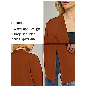 MEROKEETY Womens Fall Long Sleeve Dressy Cardigan Classy Loose Cozy Knitted Long Sweater Jackets, Caramel, L