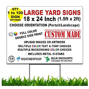 Personalize Custom Yard Sign 24" x 18", Metal H-Stake Included