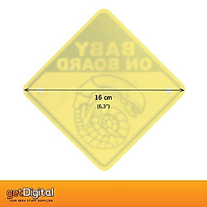 getDigital Chestburster Baby on Board Car Window Sign - Yellow Safety Sign with 2 Suction Cups inspired by the Sci-Fi Alien Movies - 6.3 x 6.3 inch