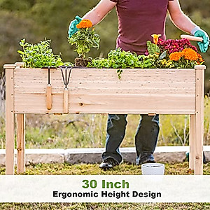 AMERLIFE Raised Garden Bed 48x30x24 Inch - Elevated Wooden Planter Box Stand with Legs for Vegetable Flower Herb Outdoor Gardening Backyard Patio,30 Inch Height 380 lbs Capacity