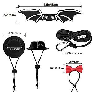 VavoPaw Bearded Dragon Lizard Leash Harness (S/M/L 3 Pack), Adjustable Leash Bat Wings Costume Accessories with Hat & Bow Tie Collar for Lizard Reptile, Gecko, Iguanas, Amphibians & Small Animals