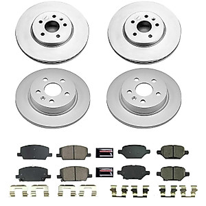 Power Stop CRK8505 Z17 Front and Rear Coated Rotor Kit-Coated Brake Rotors, Ceramic Brake Pads For Buick Encore 2018-2022, Chevrolet Trax 2018-2022 [Model Specific]