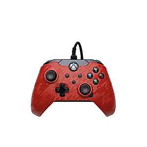 PDP Wired Game Controller - Xbox Series X|S, Xbox One, PC/Laptop Windows 10, Steam Gaming Controller - Perfect for FPS Games - Dual Vibration Videogame Gamepad - Red Camo/Camouflage