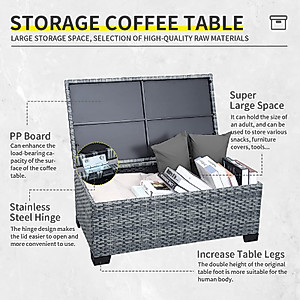 Lviden 6 Pieces Wicker Patio Furniture Sets Outdoor Conversation Set PE Rattan Sectional Sofa Couch with Storage Table and Grey Cushions