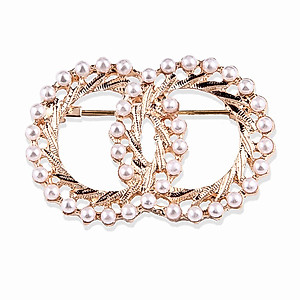 Round Brooch Pin with Pearl for Women Girls Faux Pearl Lapel Pin Wedding Party Bridal Jewelry Vintage Simulated Pearl Flower Brooch Pin