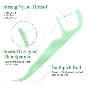 150 Count Orthodontic Flossers for Braces with Floss Dispenser, Braces Flossers for Kids Teeth & Adults, Dental Floss for Braces, Dental Floss Picks, 50 Count Bag (Pack of 3)