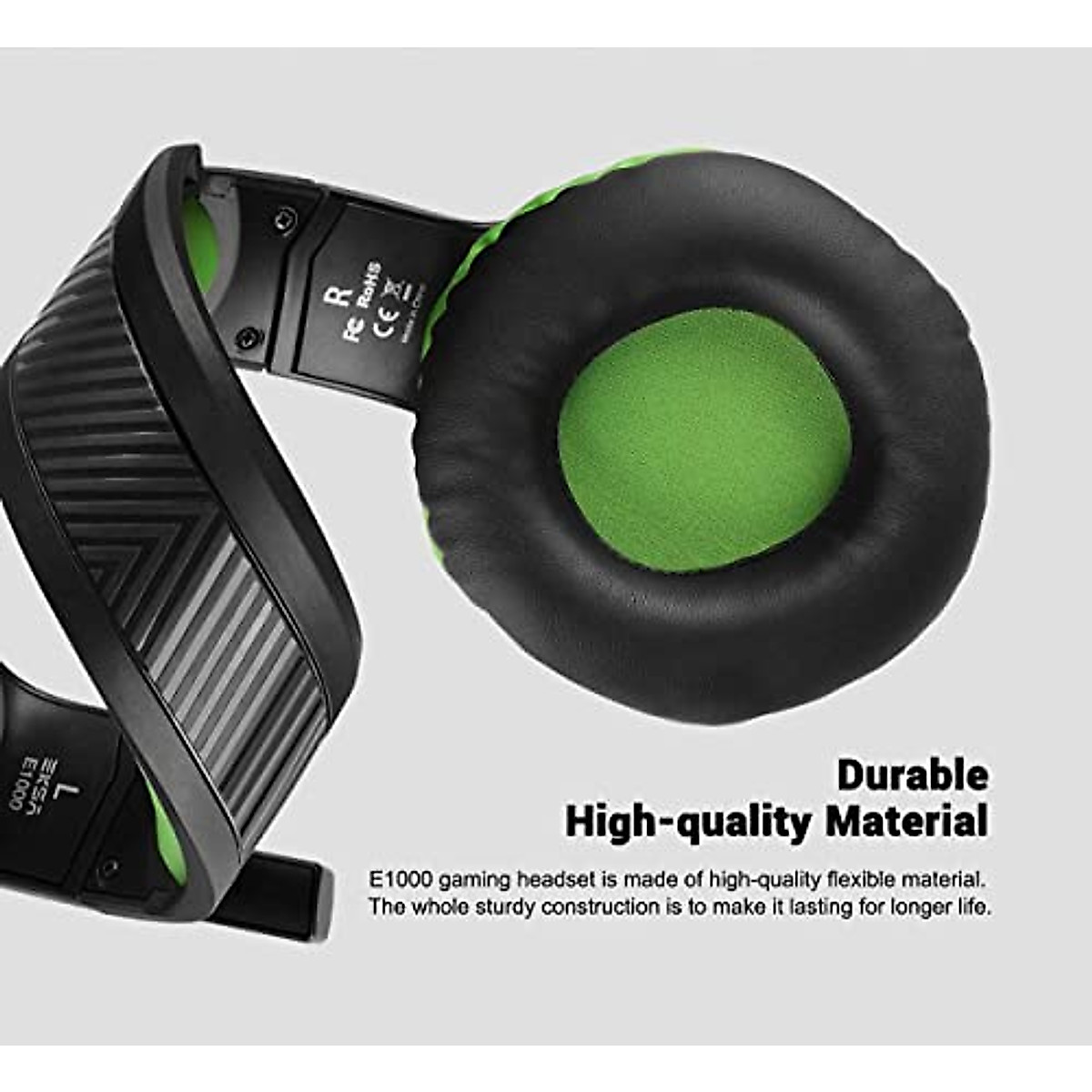 EKSA E1000 Gaming Headset, Computer Headphones with Noise Canceling Mic & RGB Light, Compatible with PC, PS4, PS5, Laptop