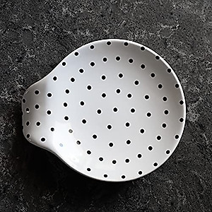 ML's Home Polka Dot Spoon Holder - Ceramic spoon rest for Kitchen Counter, Stove Top | Coffee spoon holder | Spatula holder | Utensil holder | Ladle holder |, BlackWhite