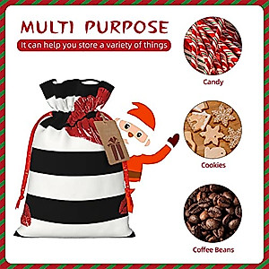 Lips Printed In Black And White Stripeschristmas Drawstring Gift Bag, Linen Drawstring Gift Bag, Reusable Drawstring Gift Bag, Used For Christmas, Birthday, Wedding Supplies