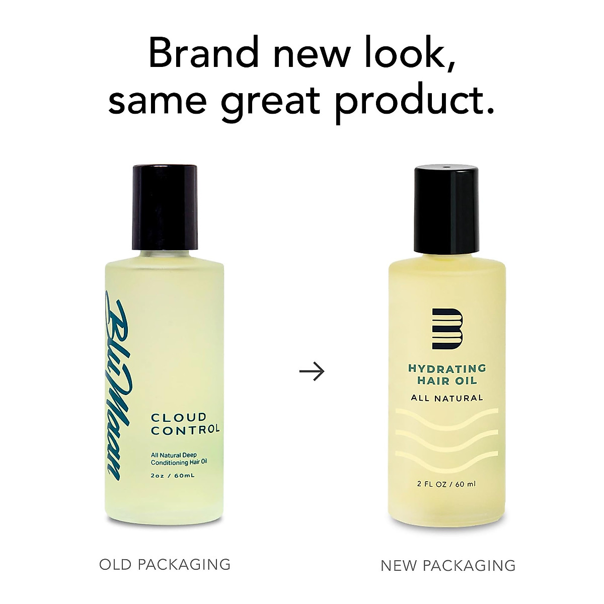 BluMaan Hydrating Hair Oil - Designed for Dry, Frizzy, Straight, or Curly Hair - 100% Natural Men's Hair Strengthening Oil - 60 ml / 2.0 oz