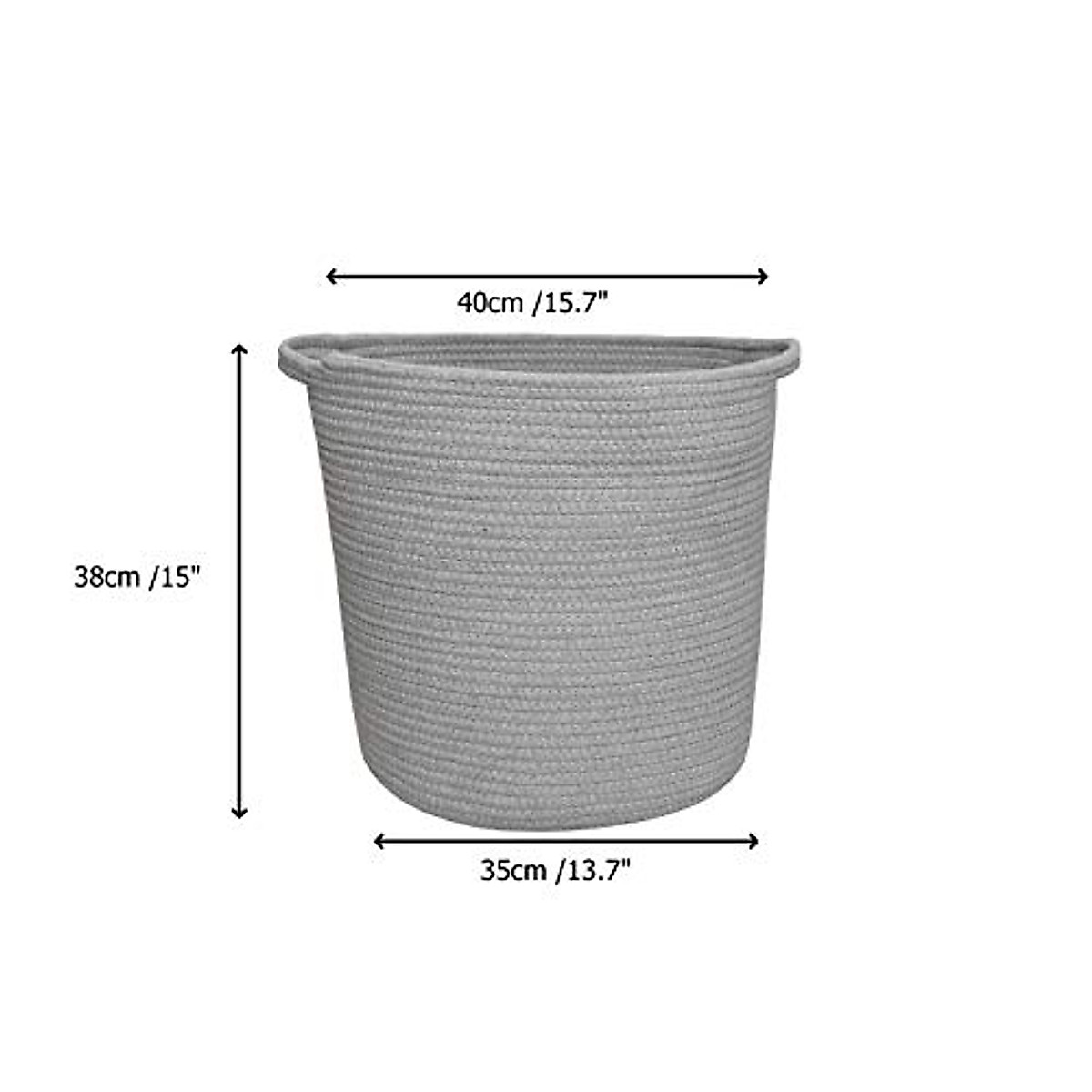 Grey-Clothes Basket with Handles, Laundry Basket, Hampers for Laundry, Grey Rope Basket Grey, Woven Blanket Basket, Toy Baskets, Floor Basket, Towel Basket, Environmental Protection Material