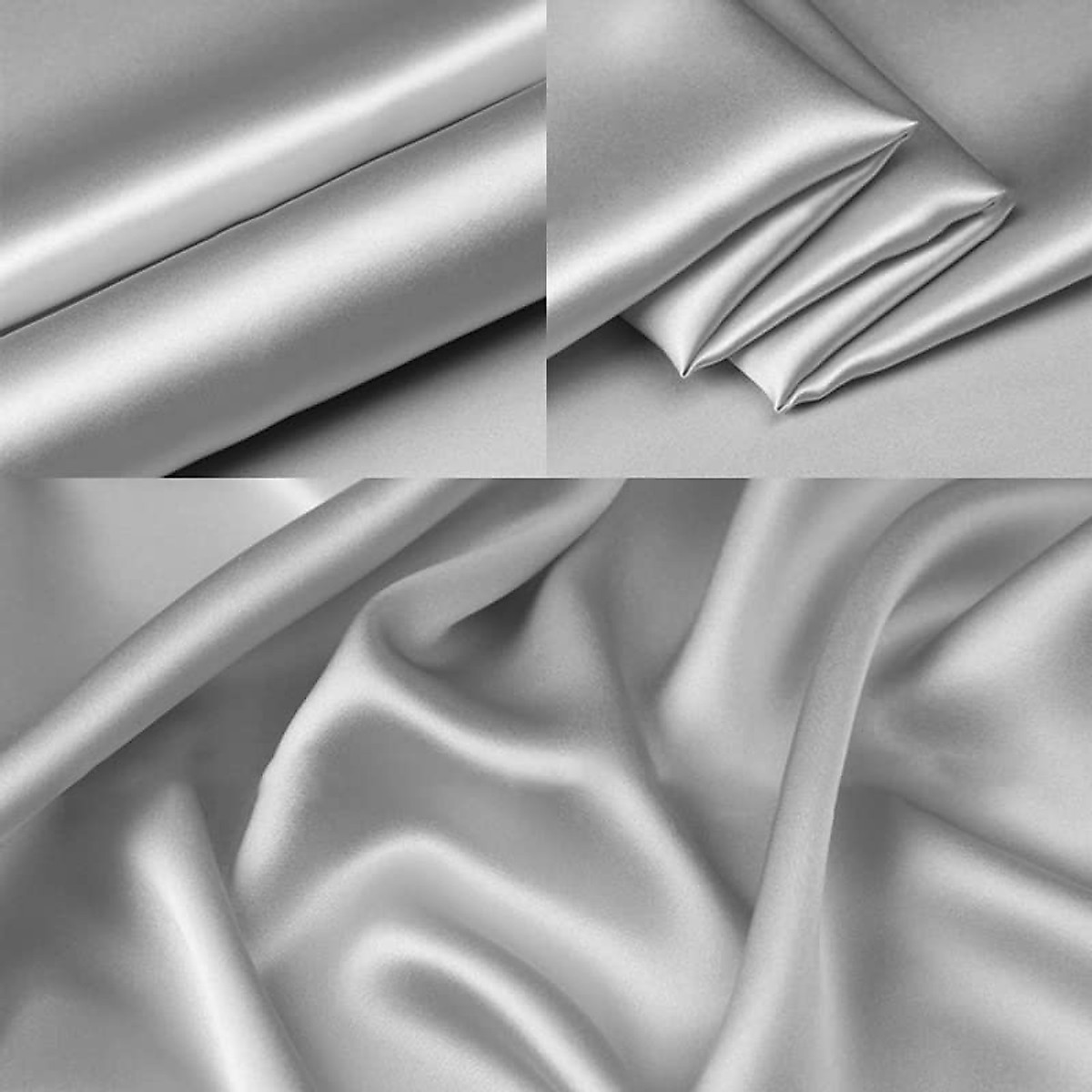 YJKIS 44" 100% Pure Silk Fabric Natural White Charmeuse Fabric by The Yard for Sewing Clothes DIY Crafts, Natural White