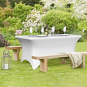 Custom Tablecloth 6FT, Personalized Customized Table Cloth Table Cover with Logo Text Photo for Universal Rectangular Tables, Washable Fitted Stretch Table Protector for Indoor Outdoor Events, Party