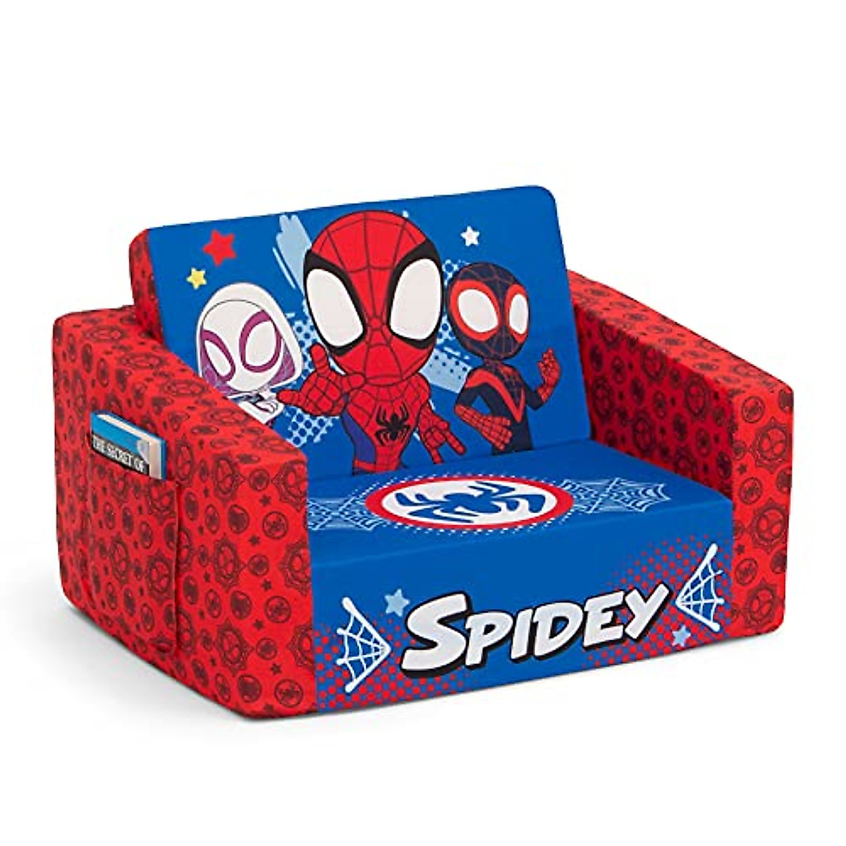 Delta Children Marvel Spidey and His Amazing Friends Cozee Flip-Out Chair - 2-in-1 Convertible Chair to Lounger for Kids