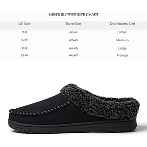 Dearfoams mens Brendan Memory Foam Clog Slipper, Black (Whipstitch), Large Medium US