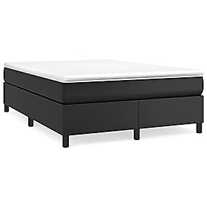 Penau Bed Frames Box Spring Bed with Mattress Black 53.9"x74.8" Faux Leather Bed Risers with Headboard for Bedroom