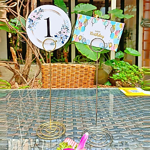 10 Pack 8.7 inch Table Number Place Card Holders, Picture Holder Photo Holder Clips, Memo Note Photo Stand.(Gold, 8 inchs)