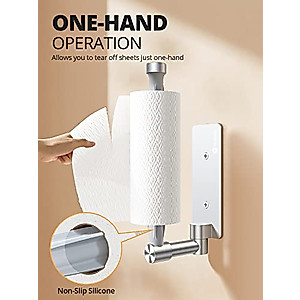 𝙉𝙤.𝟭 VICSEED Adjustable Paper Towel Holder Under Cabinet [One Hand Tear Off] Paper Towel Holder Wall Mount [Versatile Rotatable] Paper Roll Holder for Kitchen Bathroom Toilet RVs (Adhesive, Screw)