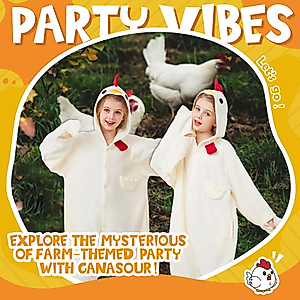CANASOUR Animal Onesie Kids Halloween Costumes Anime Cosplay Green Animal One Piece Pajamas Unisex 4-12 Years (Chicken White, 10-12 Years)