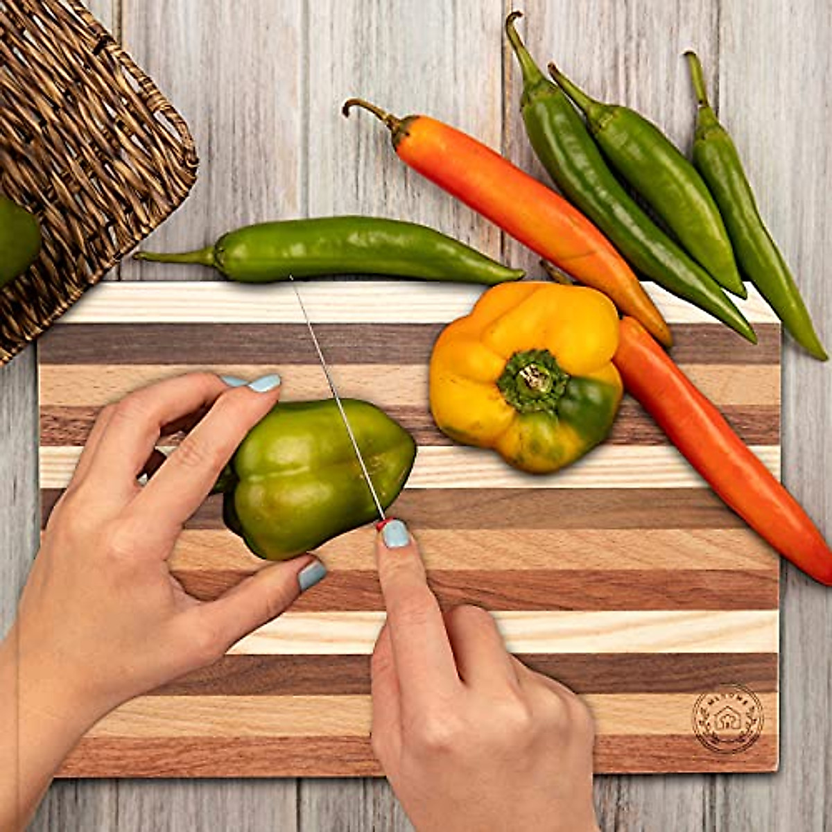 Mini Wood Cutting Board, Small Rustic Serving Board, Multi Wood Cheese Board, Great Kitchen Accessories and Gift, Multi Color/Hardwood Edge Grain Chopping Board, Small Wooden Cutting Board
