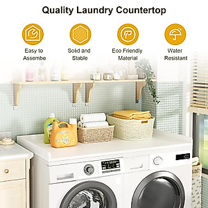 Ulif Over Washer Dryer Countertop, Melamine Matte Surface for Laundry Storage and Organization, Whole Piece of Laundry Room Countertop, 27.5" W x 54" L x 2.6" H, White