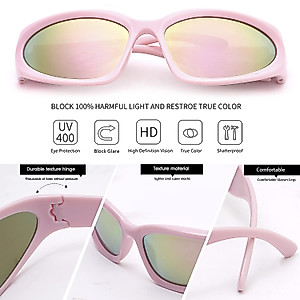 knliwkm 3 Pairs Oval Sporty Wrap Around Sunglasses Y2K Futuristic Glasses Shades for Women Men Trendy Fashion Silver