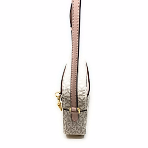 Michael Kors Jet Set Saffiano Leather Crossbody Bag (Vanilla Sig Powder Blush)