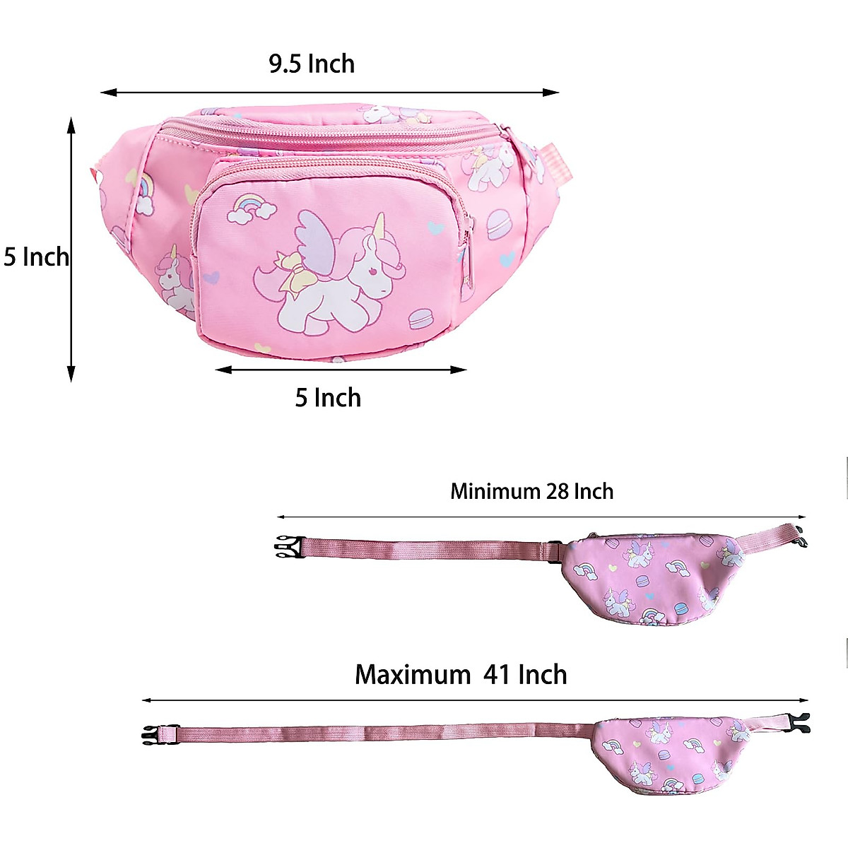 Latuasa Kids Fanny Pack Girls Waist Bag Crossbody Travel Belt Bag Purse Bag Pink Unicorn
