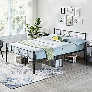 Yaheetech Queen Size Bed Frames/Metal Platform Bed with Headboard and Footboard/No Box Spring Needed/Easy Assembly, Black