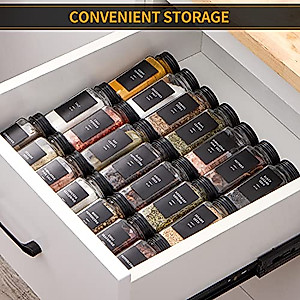 Skiileor 25 Pcs Spice Jars with Label- Glass Spice Jars with Black Metal Caps,Shaker Lids, Funnel, Chalk Pen, Brush,Cleaning Cloth 4oz Seasoning Containers Bottles for Spice Rack, Cabinet, Drawer