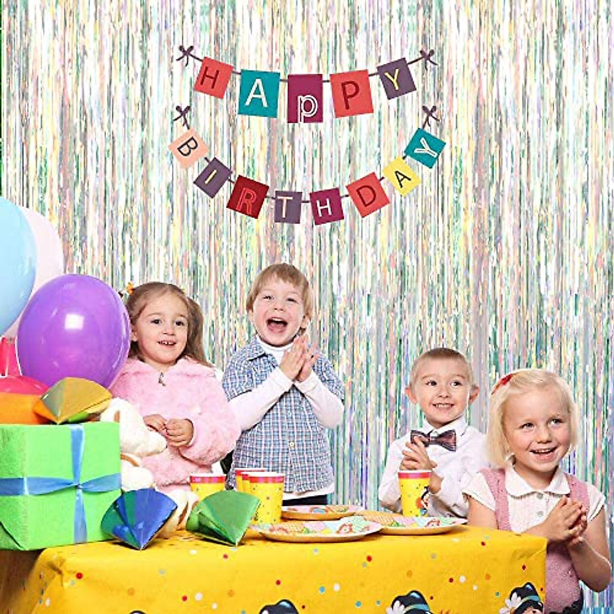 3 Pack Fringe Curtains Party Decorations,Tinsel Backdrop Curtains for Parties,Photo Booth Wedding Graduations Birthday Christmas Event Party Supplies (Transparent Rainbow)