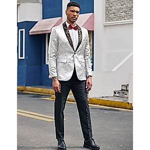 COOFANDY Men's Floral Suit Jacket Lapel Slim Fit Stylish Blazer Dress Suit Prom Party Wedding Christmas Blazer