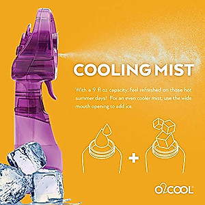 O2COOL Deluxe Handheld Battery Powered Water Misting Fan (Purple) Batteries Included