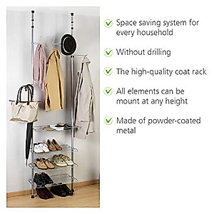 WENKO Appolon Telescopic Rack System Rail, Adjustable, Heavy Duty, for Hanging Clothes, Storage, Organizer, with Shelves, 24 x 70.9-118.1 x 11 in