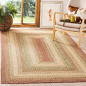 SAFAVIEH Braided Collection 2'6" x 4' Rust / Multi BRD303A Handmade Country Cottage Reversible Accent Rug
