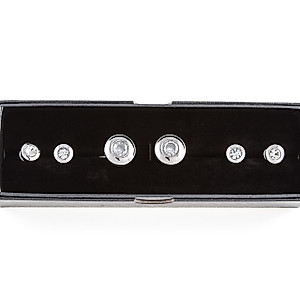 MRCUFF Round Crystal Elegant Tuxedo Cufflinks & Studs Set in a Presentation Gift Box & Polishing Cloth