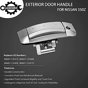 Gledewen Exterior Door Handle Driver Side Left with Key Hole | for 2003-2009 Nissan 350Z | Replaces# 80607-CD41E, 80607-CD40B, 80607-CD40E, 80607-CD41D