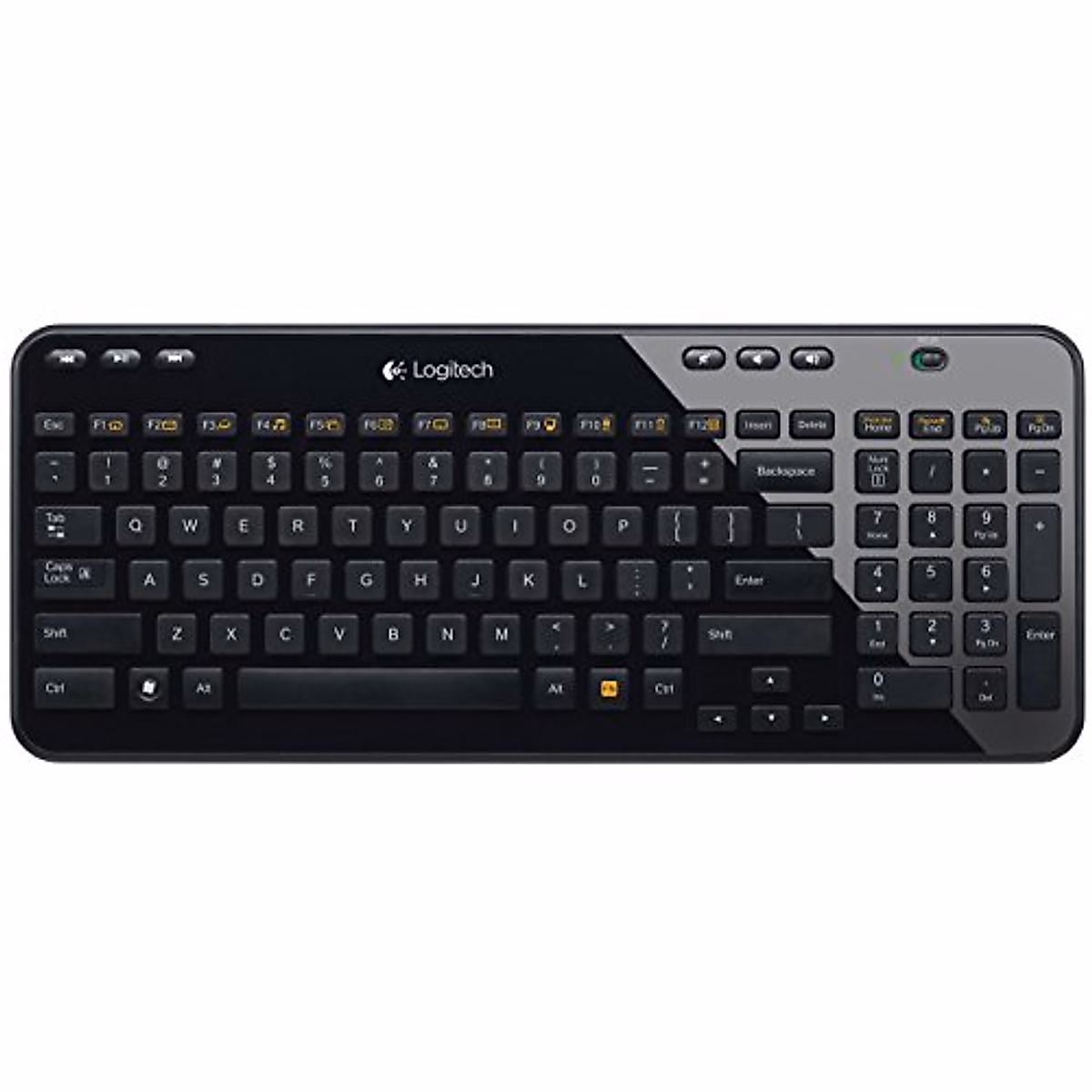 Logitech K360 Wireless USB Desktop Keyboard — Compact Full Keyboard, 3-Year Battery Life (Glossy Black) (Renewed)